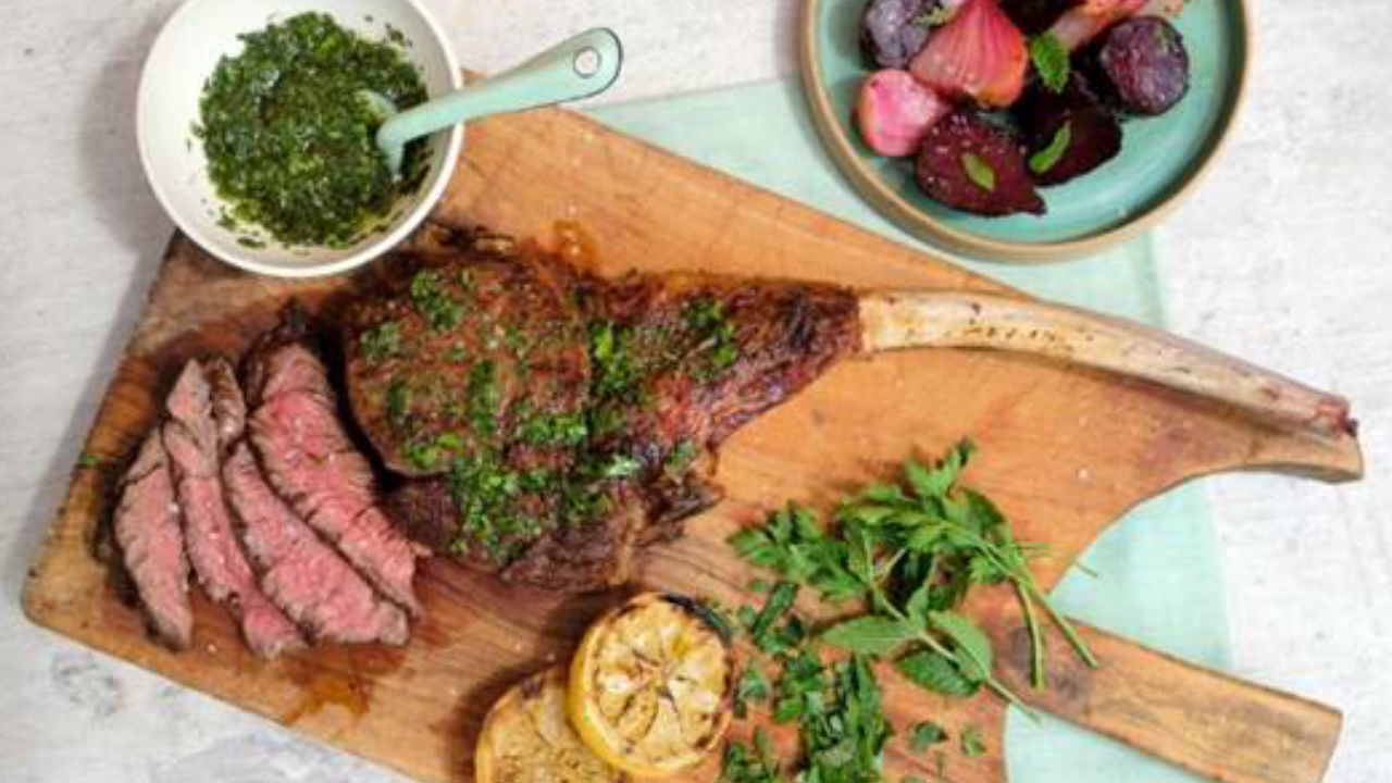 Grilled Ribeye Steak, Fire Roasted Beetroot And Board Dressing | The ...