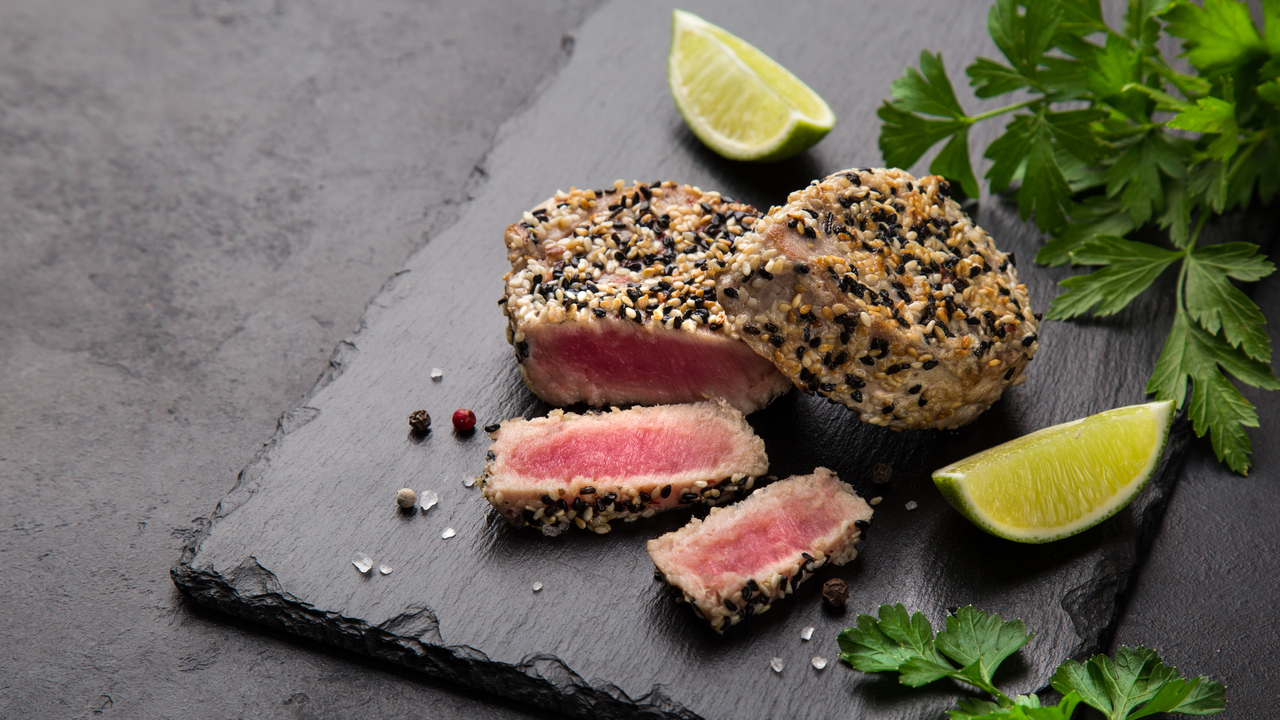 Sesame Seared Tuna, Tahini Greens and Baked Potatoes | The Six O'Clock Show